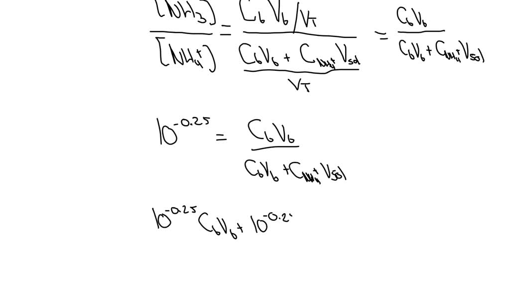 SOLVED: A buffer is created by mixing equal concentrations of NH4+ and NH3. Calculate the volume ...