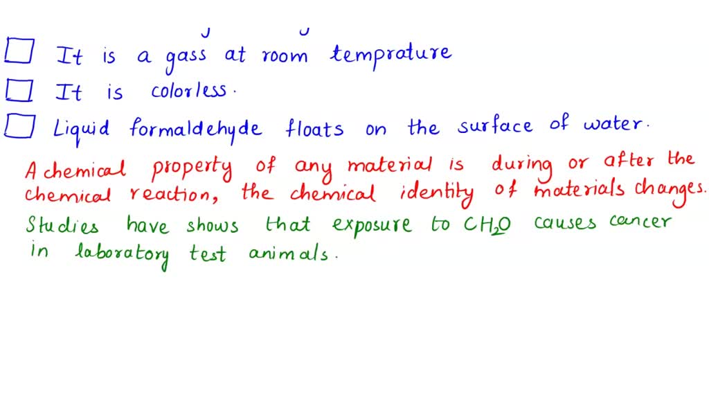 SOLVED: Formaldehyde, a common preservative, is shown in the ...