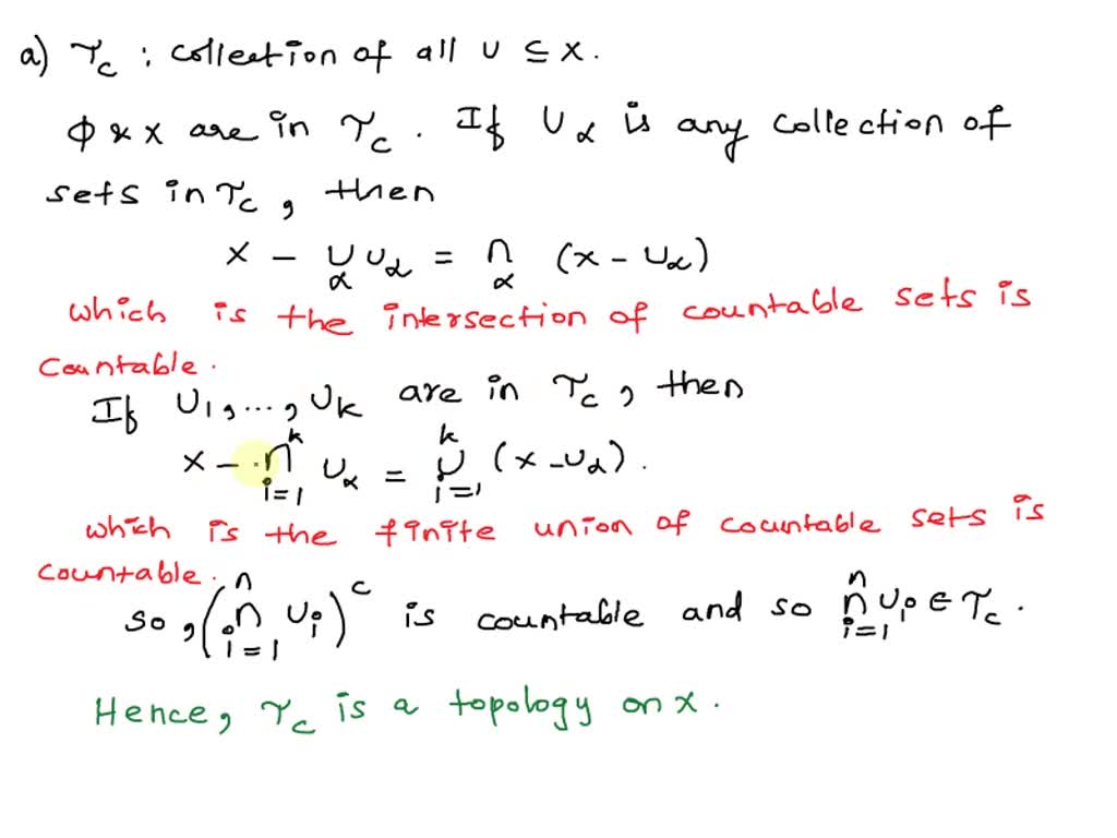 SOLVED: a)Is the collection Too = UX-Uis infinite Or empty Or all of X ...