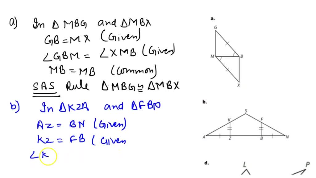 SOLVED: Write congruent statements represented by the markers in each ...