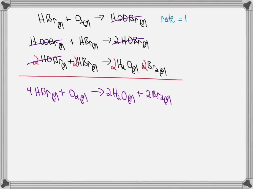 SOLVED: You have studied the gas-phase oxidation of HBr by O2 : 4 HBr(g)+O2(g) 2 H2O(g)+2 Br2(g ...