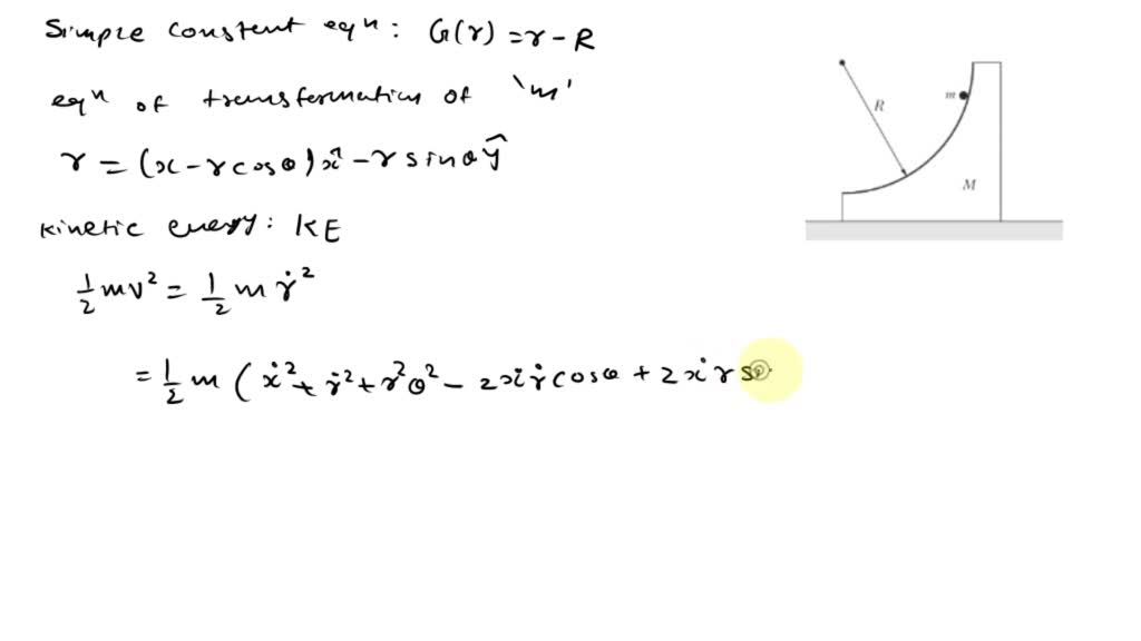 SOLVED: A particle of mass m slides down a smooth circular wedge of mass M as shown in the ...