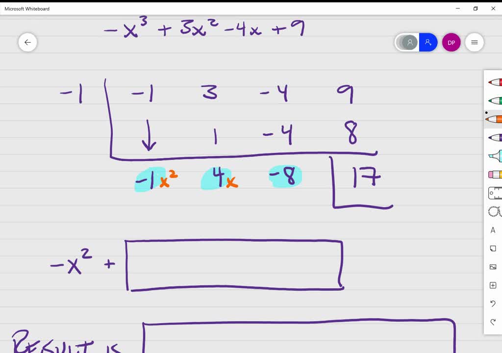 SOLVED: First, write the dividend in descending powers of x. So, we ...