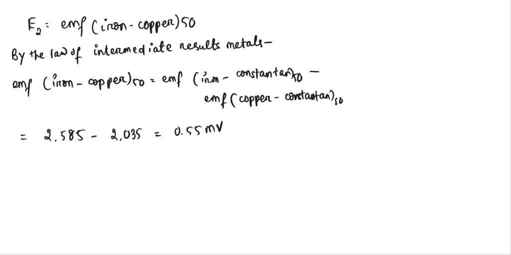 SOLVED: An iron-constantan thermocouple measuring the temperature of a ...