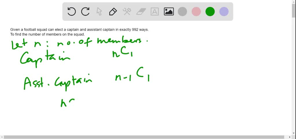 SOLVED:a football squad can elect a captain and assistant captain in ...