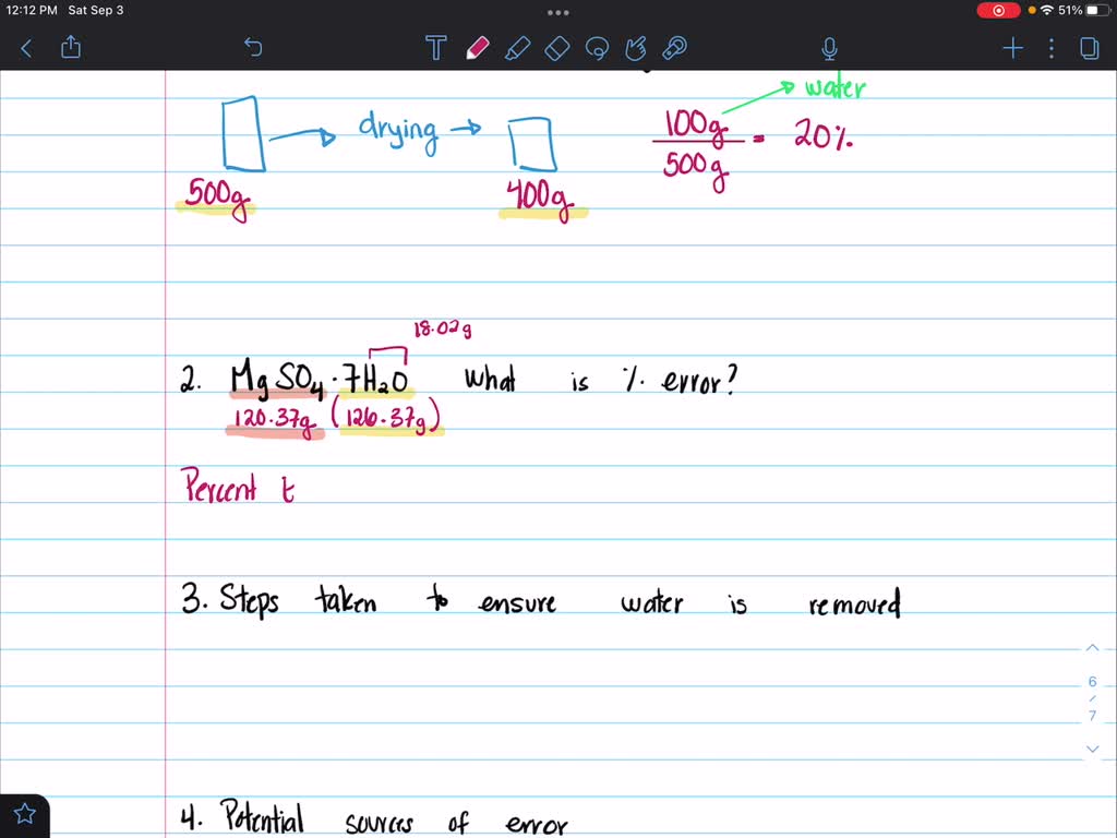 SOLVED: Lab Questions 1. Calculate the mass percentage of water in the ...