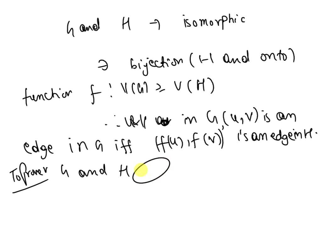 SOLVED: Prove that if two graphs G and H are isomorphic, then they have ...