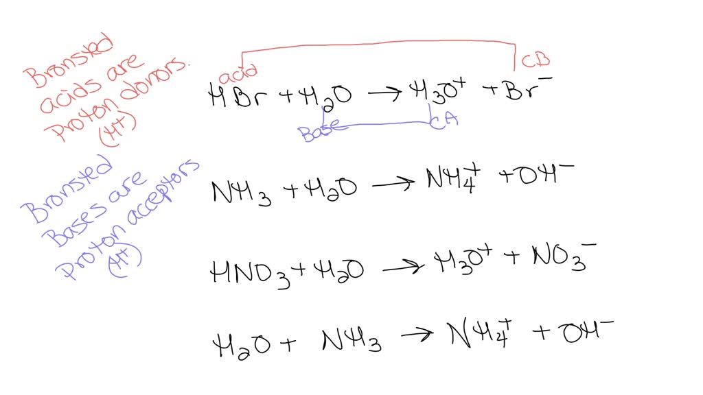 SOLVED: Texts: Part 1: Bronsted-Lowry Definition of Acids and Bases Complete the table using the ...