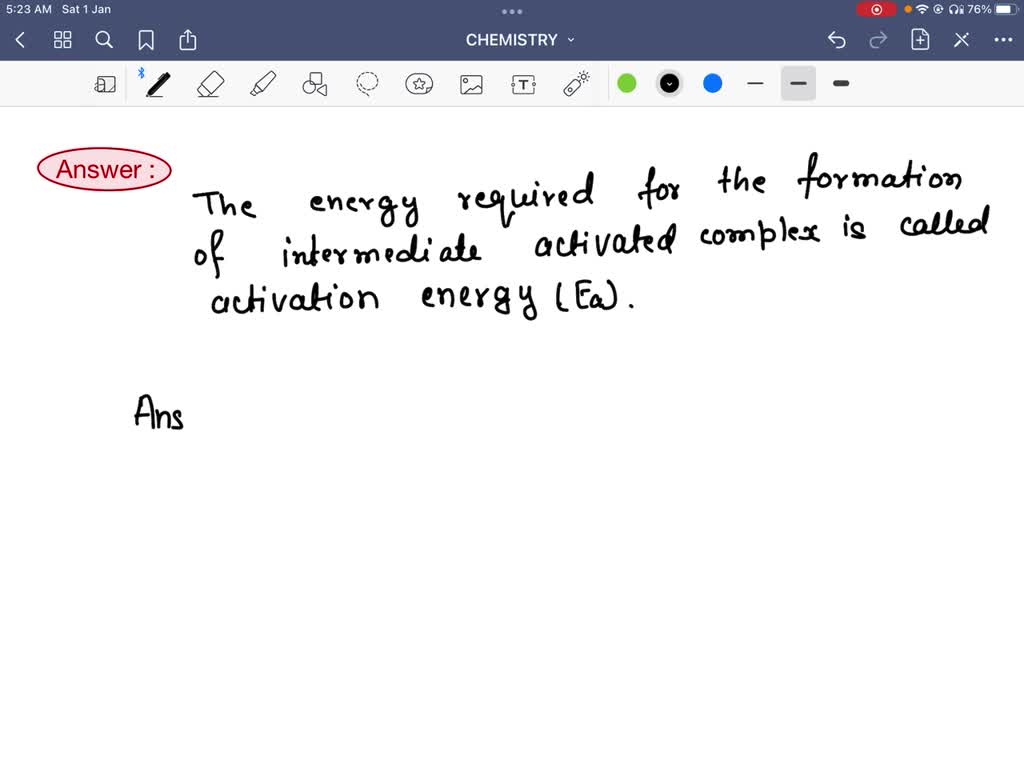 Chemistry 30 Chemical Kinetics Activation Energy