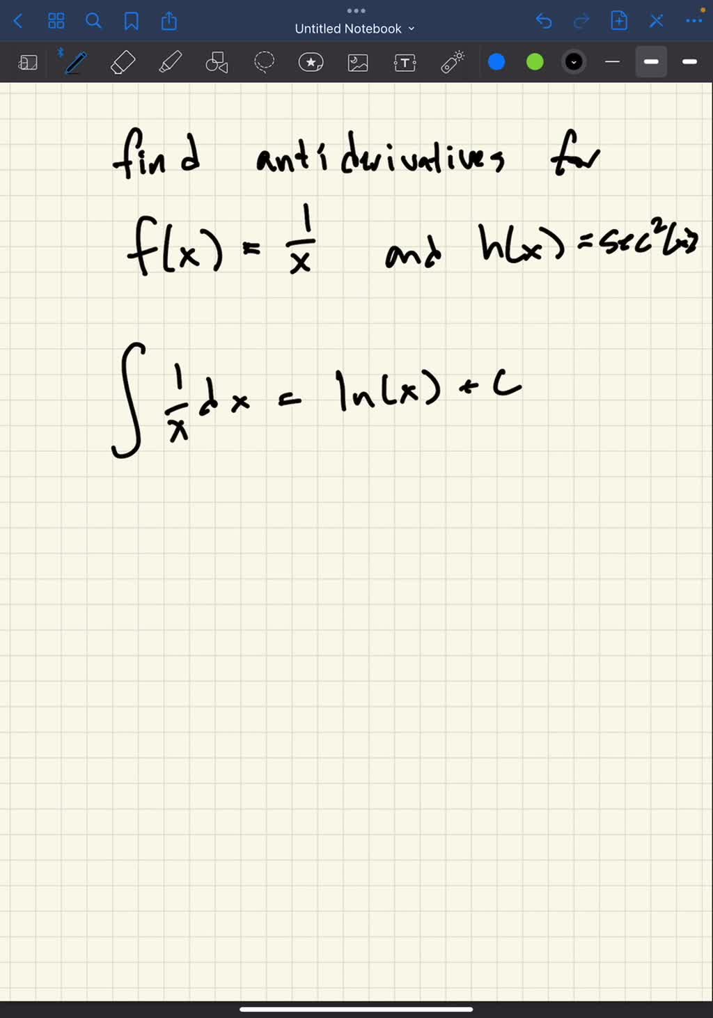 SOLVED: Example 1: Evaluate the following antiderivative of each of the ...