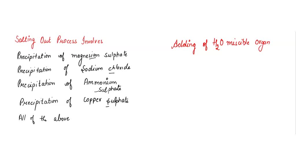 SOLVED: Salting out process involves Precipitation of proteins using ...