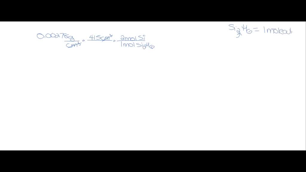 SOLVED: Calculate the number of atoms of silicon (Si) in 415 cm3of the ...