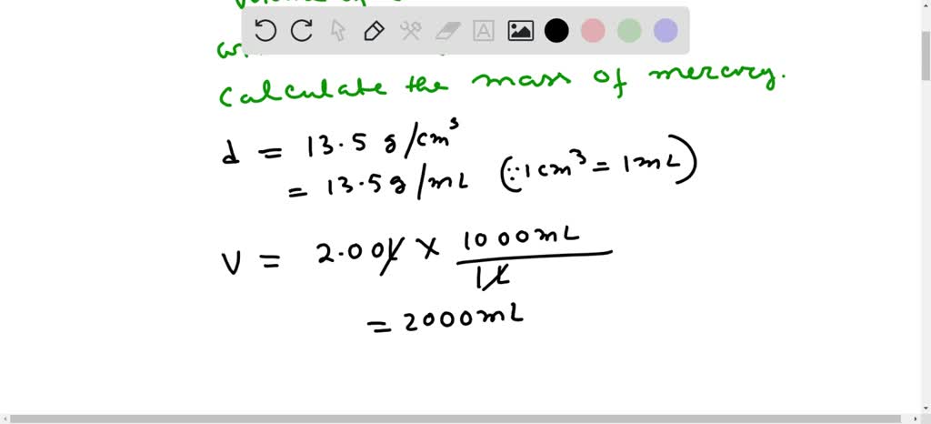 SOLVED: 'The density of liquid mercury is 13.5 g/cm?. What mass (in kg) of mercury is required ...