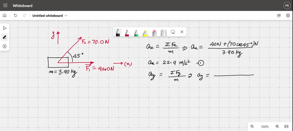 SOLVED: Only two forces act on an object (mass 3.90 kg), as in the drawing (F = 70.0 N.) Find ...