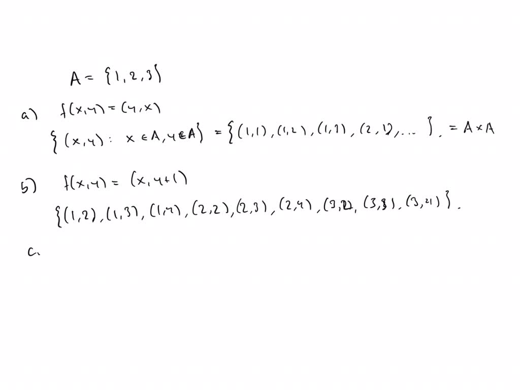 SOLVED: Question 1. Range of a Function [50] Let A = 1, 2, 3. Express the range of each function ...