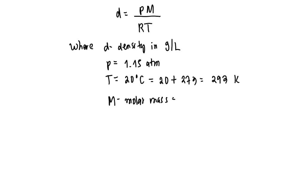 SOLVED: Calculate the density of propane gas, Cs., at 20.0'C and 1.15 atm?