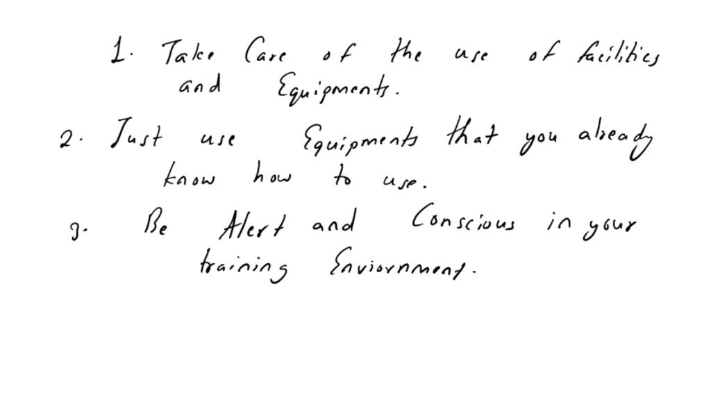 SOLVED: make a signage about the proper handling of equipment and etiquette while in the ...