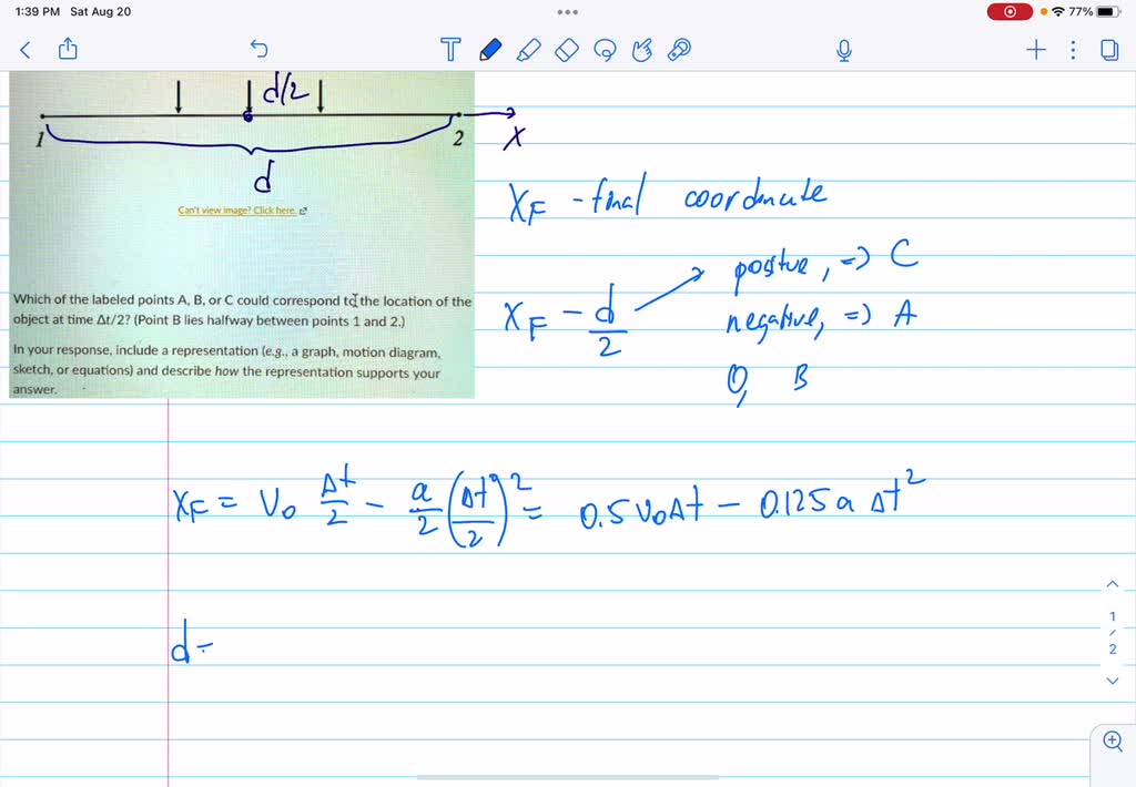 Solved An Object Moves Along A Line From Point 1 To 2 In The Time At 1830