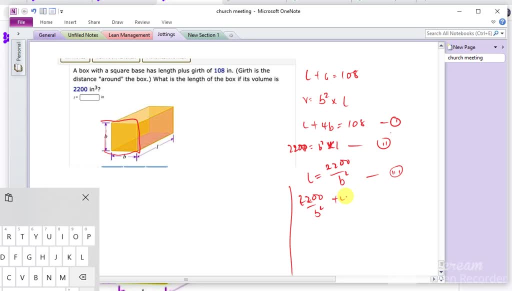 SOLVED: A box with square base has length plus girth of 108 in. (Girth ...