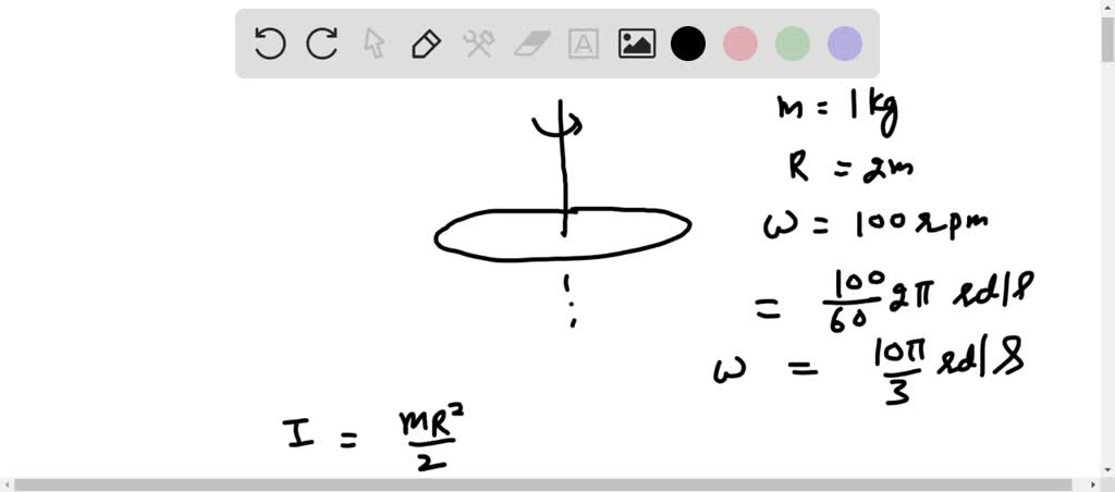 SOLVED: a circular disc of mass 1 kg and radius 2m is revolving about ...