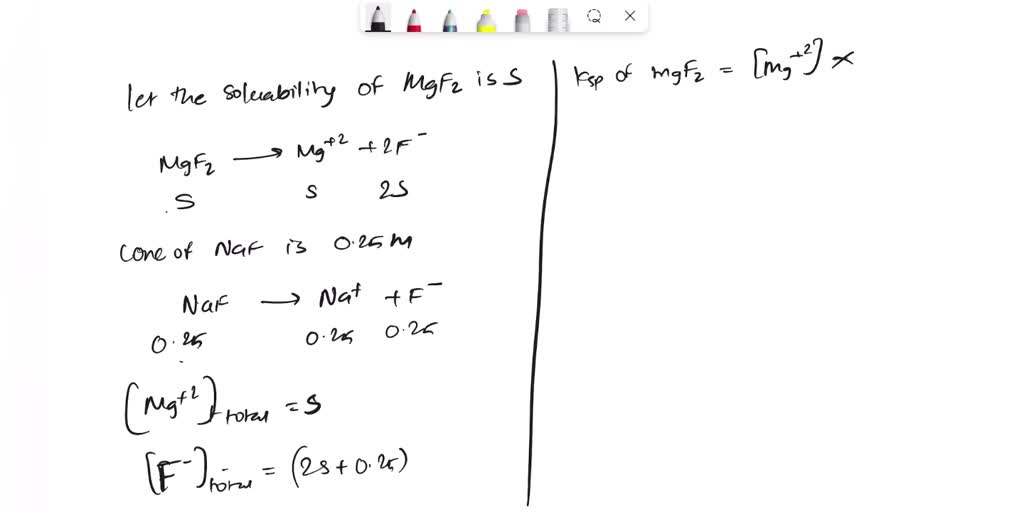 Calculate the solubility of magnesium fluoride, MgF2, in water by ...