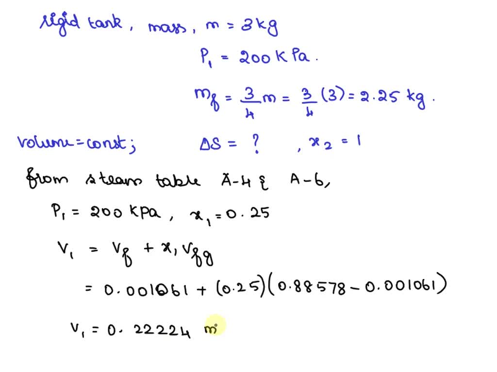 SOLVED: A well-insulated rigid tank contains 3 kg of a saturated liquid-vapor mixture of water ...