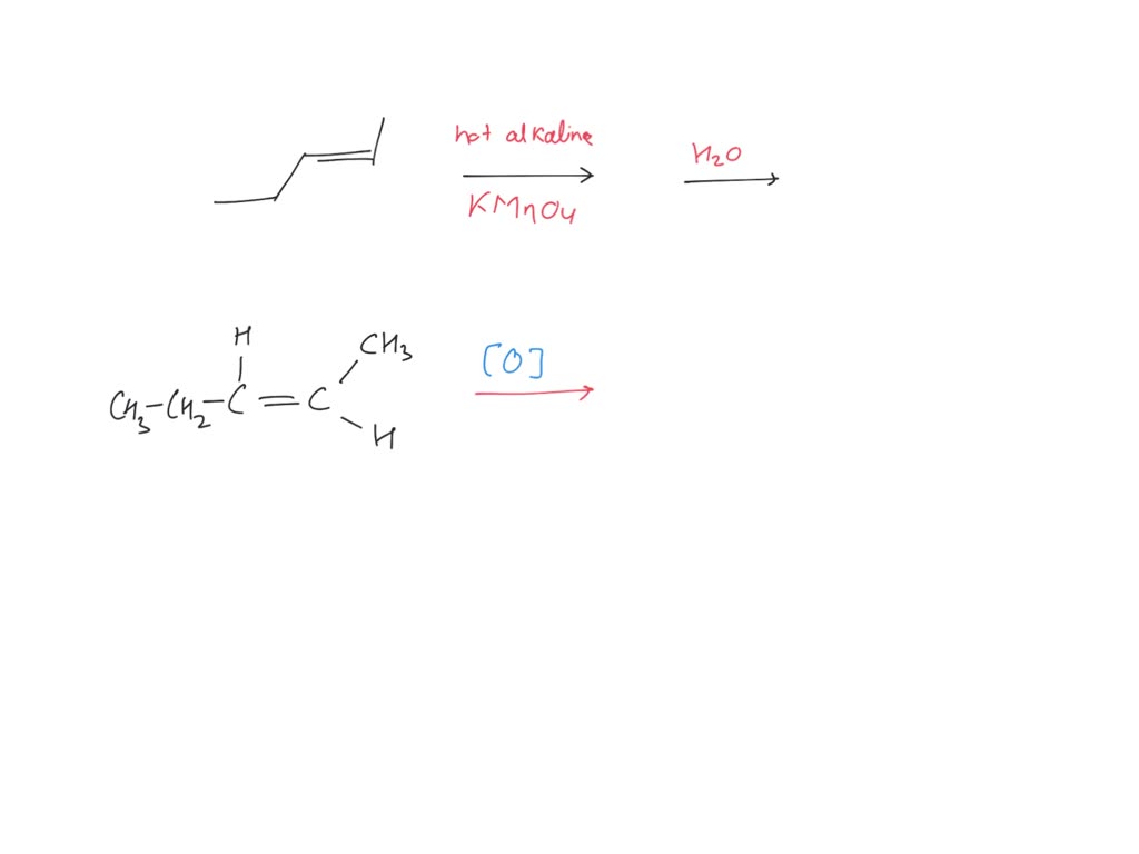 SOLVED: 9 What are the products formed when each alkene below is treated first with cold KMnO ...