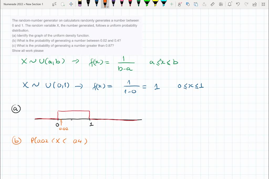 Solved The Random Number Generator On Calculators Randomly Generates A Number Between 0 And 1 