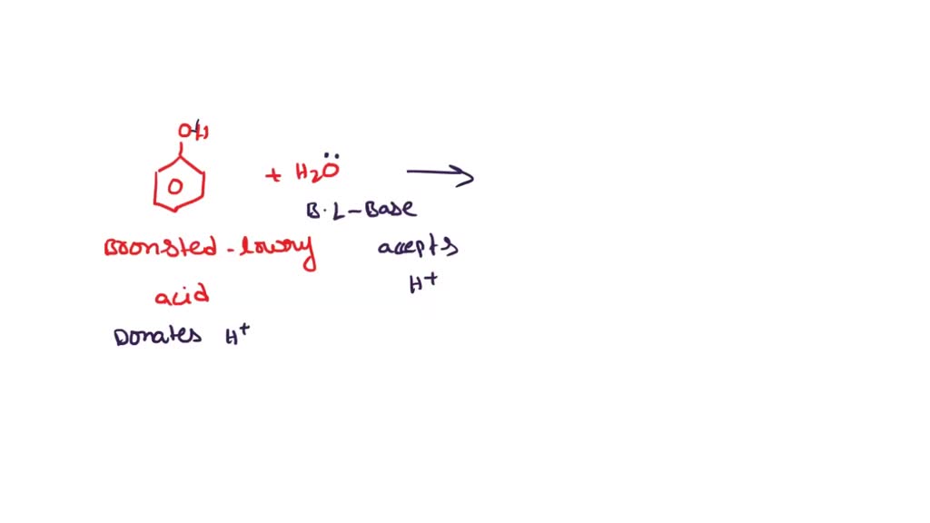 SOLVED: Write net ionic equation to show that phenol (a weak acid), behaves CHsOH, as a Bronsted ...