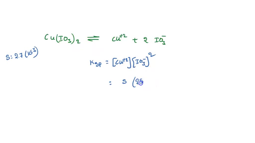 SOLVED: Copper(Il) lodate, Cu(IO3)2. dissolves water according to the ...