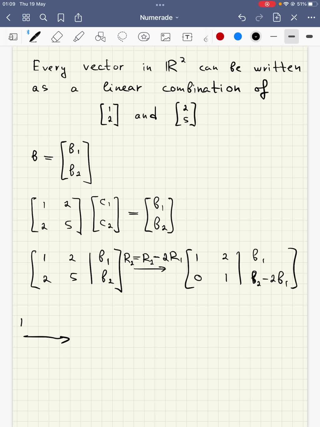 SOLVED: 3i2 Prove that every vector in R2 can be written as linear combination of and