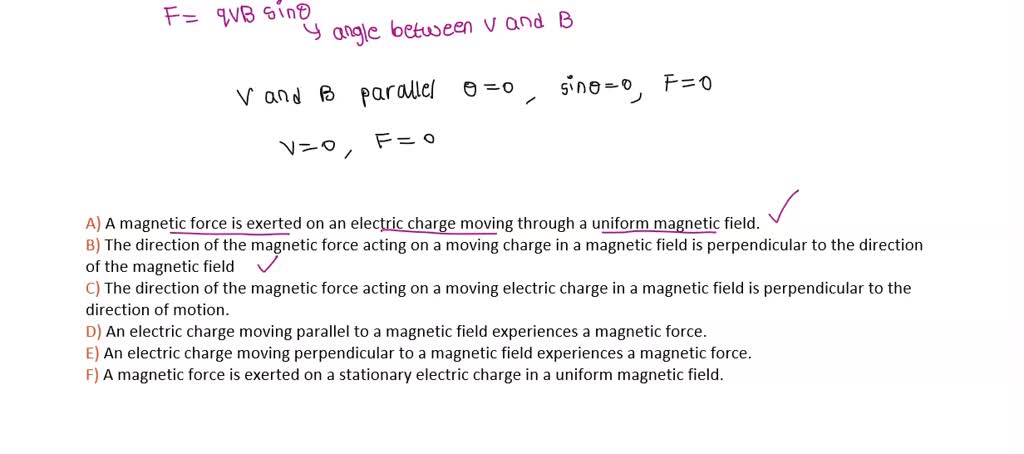 SOLVED: Consider a magnetic force acting on an electric charge in a ...