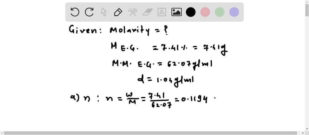 SOLVED: What is the concentration in molarity of an aqueous solution which contains 7.41% by ...