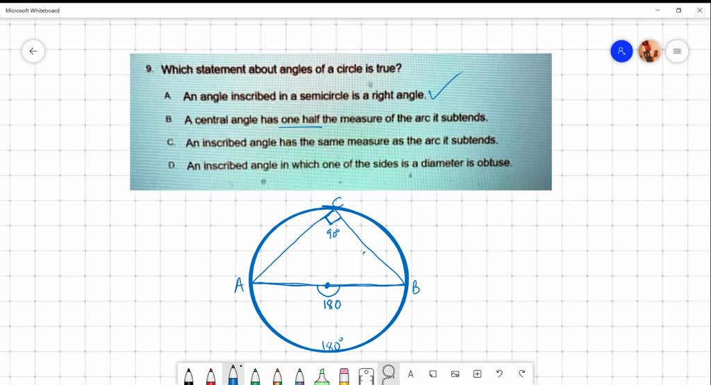 SOLVED: Which statement about angles of a circle is true? An angle ...