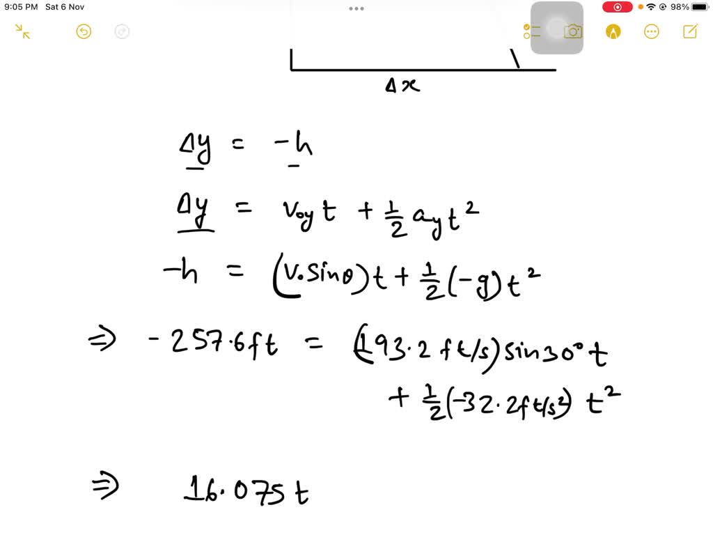 SOLVED: 1 . A projectile 1s fired with an initial velocity of 193.2 ft/ sec upward at an angle ...