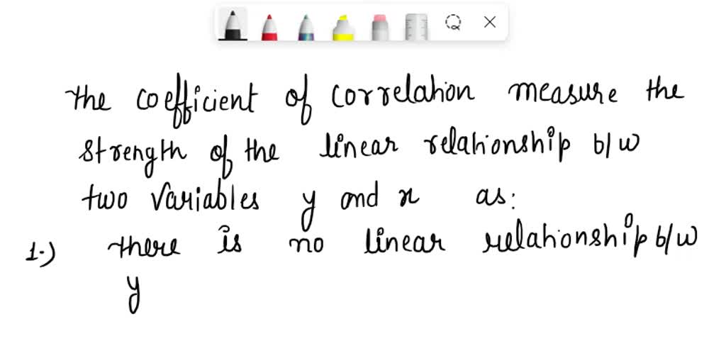 SOLVED: How does the coefficient of correlation measure the strength of ...