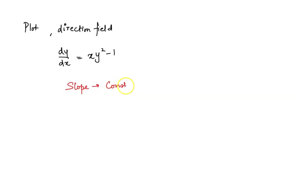 SOLVED: Plot the direction field for the differential equation dy dx ...