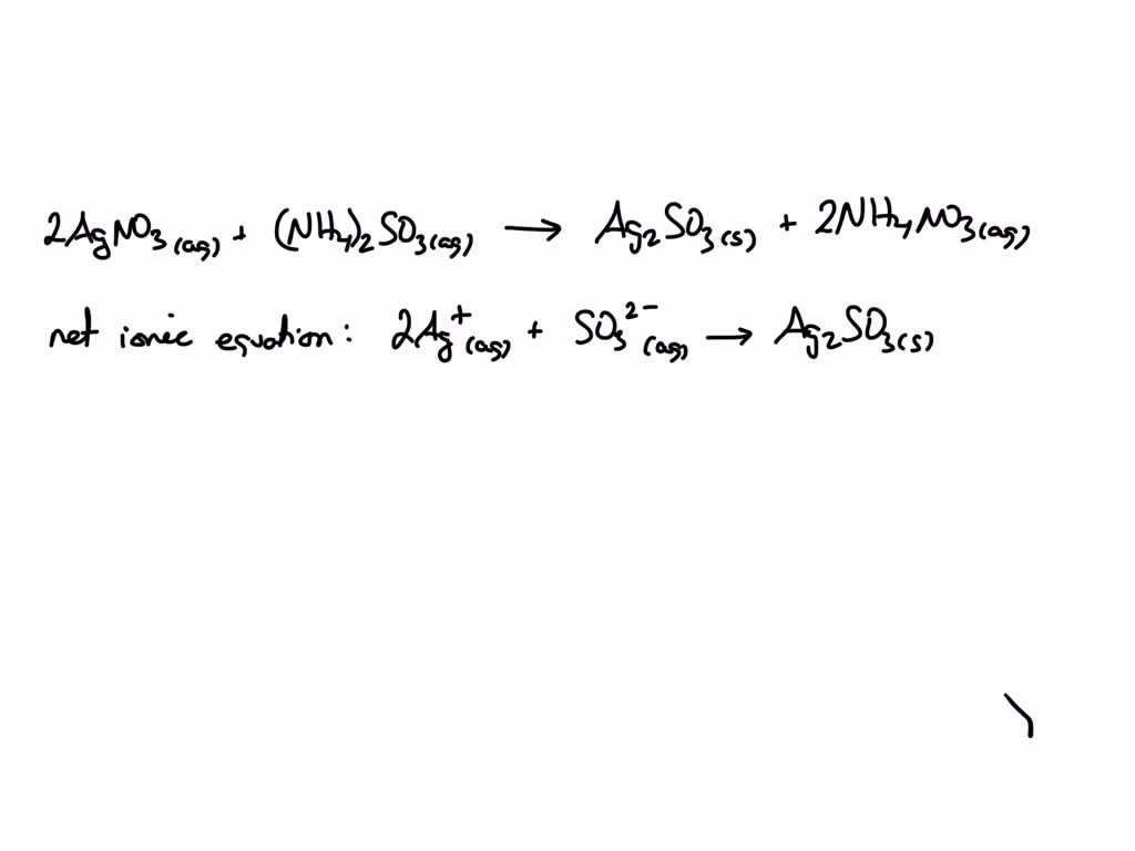 SOLVED: net ionic equation aqueous ammonium iodide and aqueous silver nitrate chegg