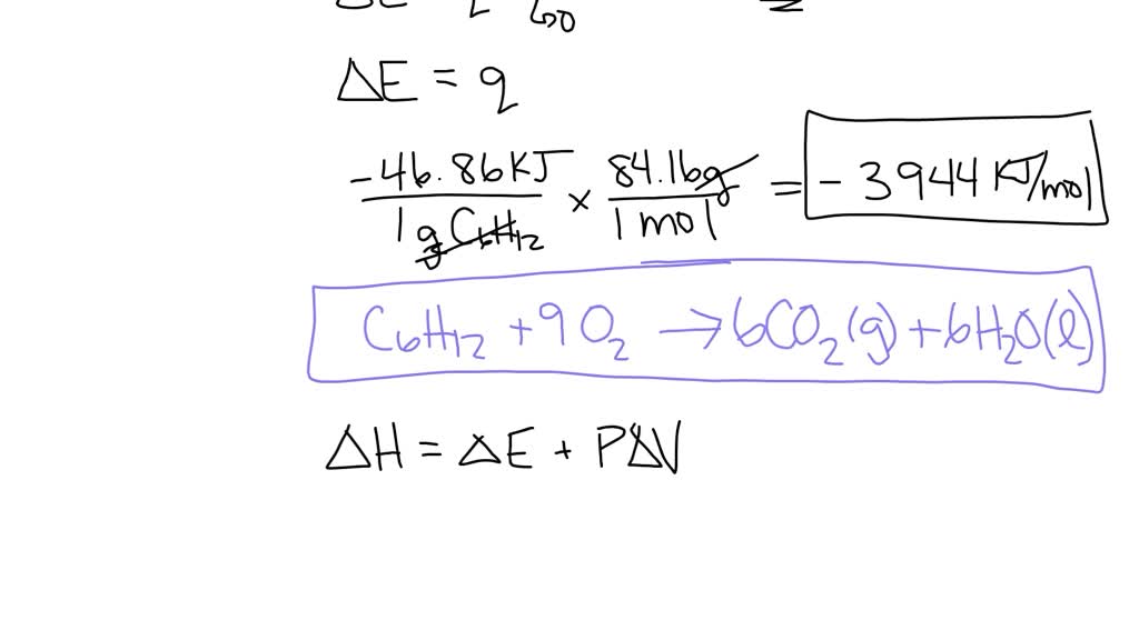 SOLVED: The standard enthalpy of combustion for cyclohexane (C6H12,l) is -3920 kJ.mol-1 at 25 °C ...