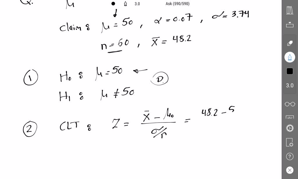 SOLVED: Test the claim about the population mean, μ, at the given level ...