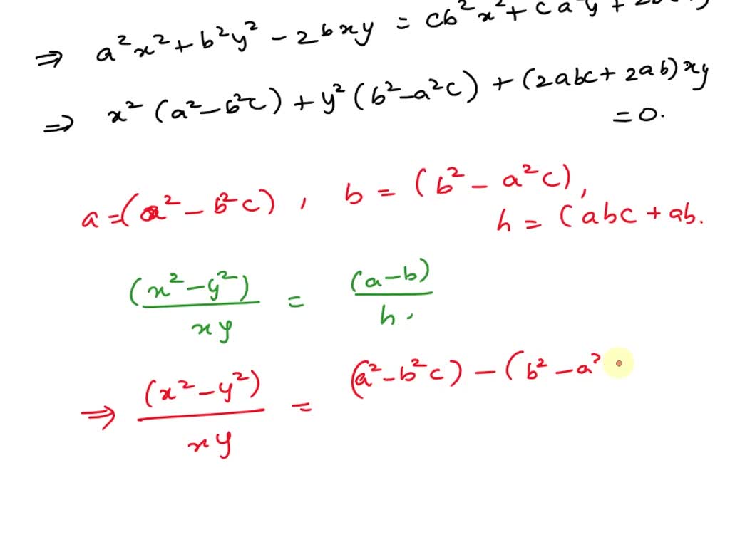 SOLVED: Show that the pair of bisectors of the angles between the straight lines (ax+by)âˆš(c(bx ...