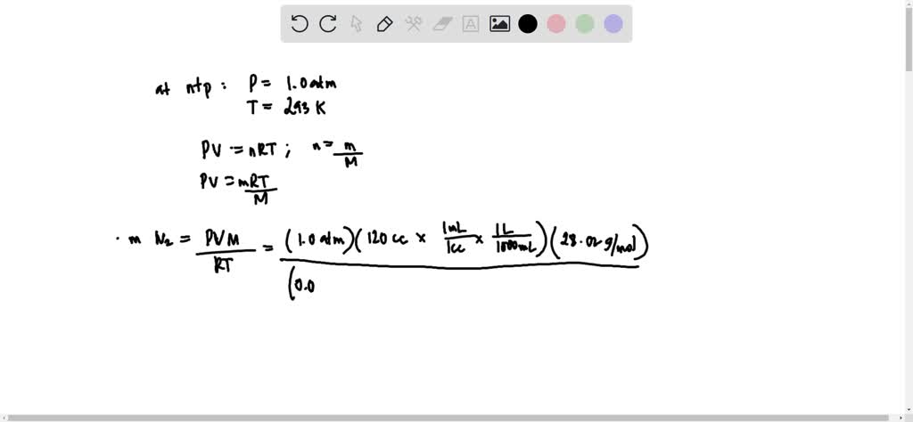 Calculate the mass of 120 cc of nitrogen gas at NTP. How many molecules ...