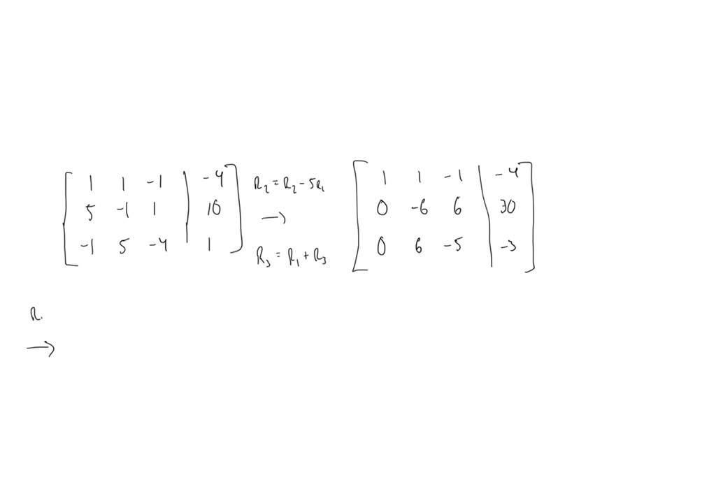 Solve the system of equations using matrices. Use the Gaussian elimination method with back ...