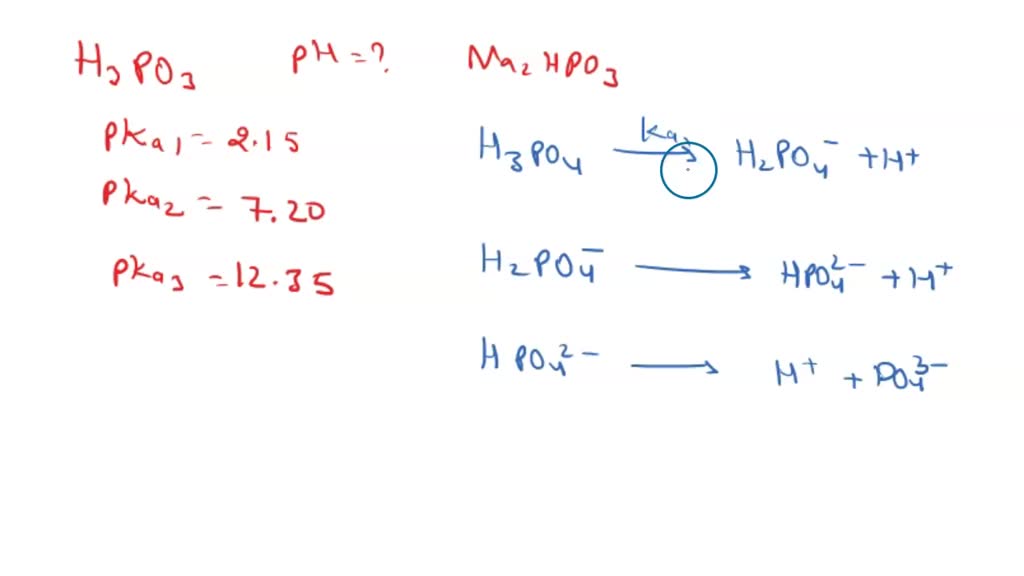 SOLVED: What is the pH of a solution of Na2HPO3? (The pKa values for H3PO3 are: pKa1 = 2.15 ...