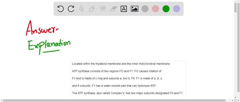 SOLVED: This computer model shows the four parts of ATP synthase, each ...