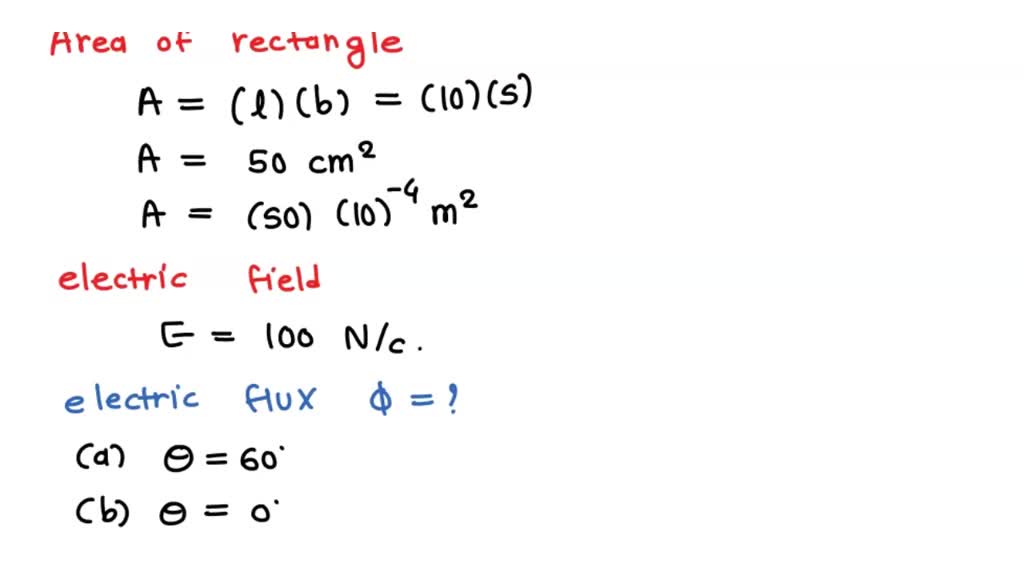 Calculate the electric flux through the rectangle of sides 5cm and 10cm kept in the region of a ...