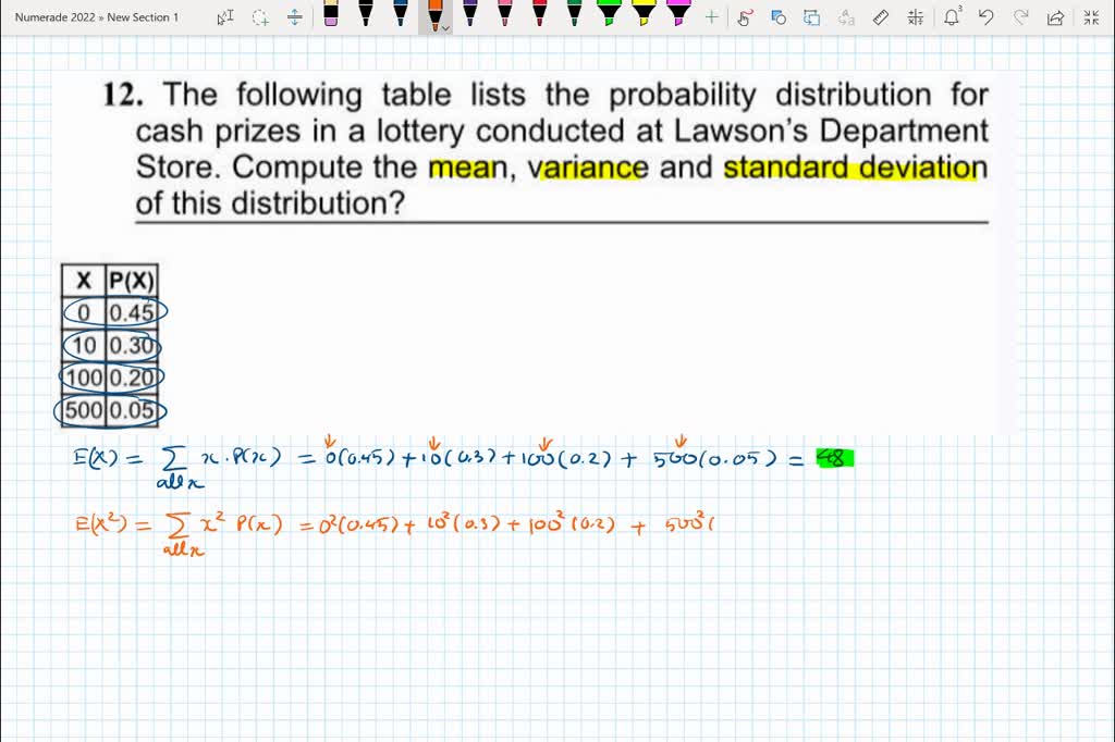 SOLVED: 12. The following table lists the probability distribution for ...