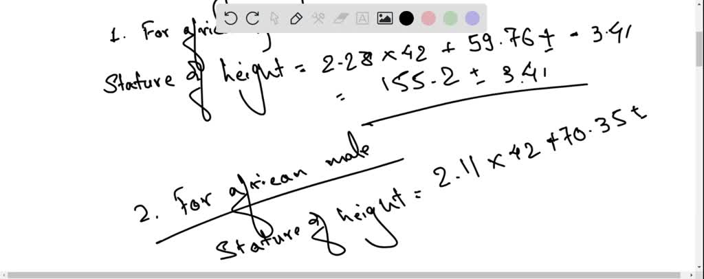 SOLVED: Stature Calculation Specimen X has two surviving intact long bones: femur: 42.0 cm ...