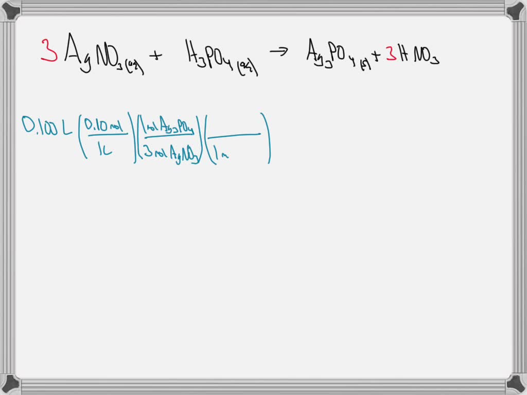 SOLVED: Mix 100 ml of agno3 solution at a concentration of 0.1 M with 100 ml of h3po4 solution ...
