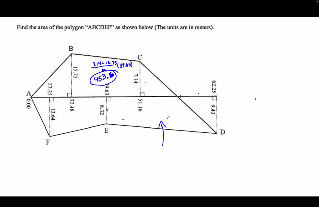 SOLVED: Find the area of the polygon ABCDEF" as shown below (The units arc in meters) 6 2 8 i ...